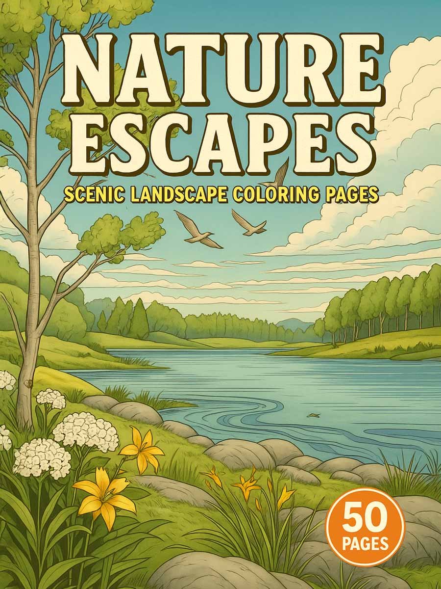 Nature Escapes – 50 Scenic Landscape Coloring Pages | Little Wonder ...