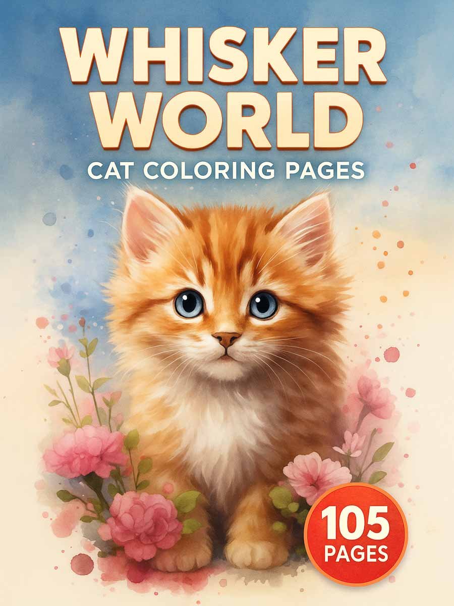 Whisker World – 105 Cat Coloring Pages | Little Wonder Printables